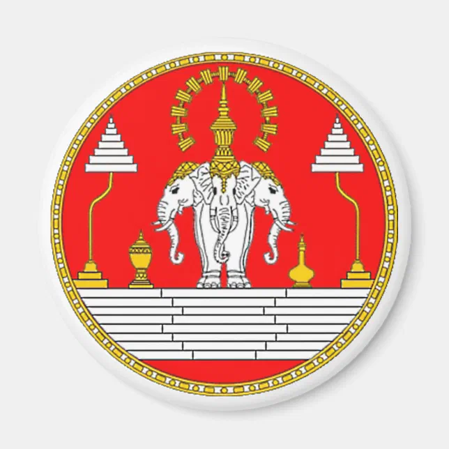 FLAG OF LAOS THREE HEAD ELEPHANT MAGNET | Zazzle