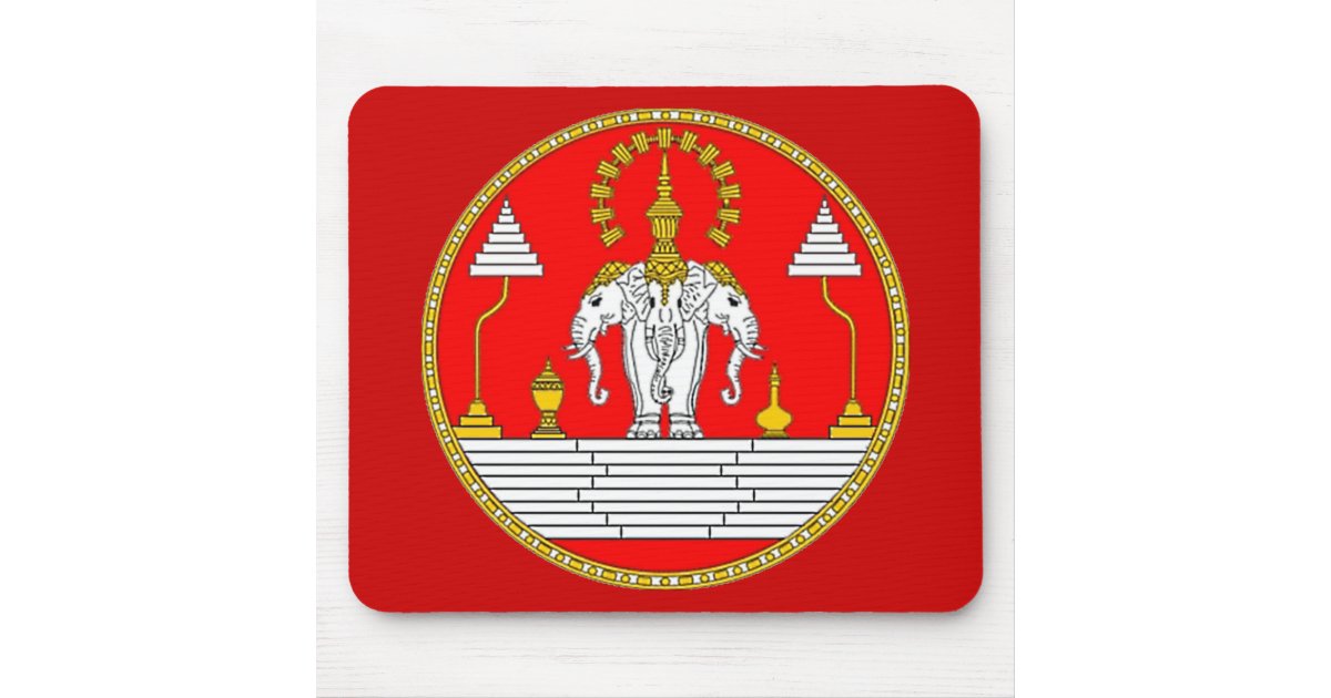 FLAG OF LAOS THREE HEAD ELEPHANT MOUSE PAD | Zazzle