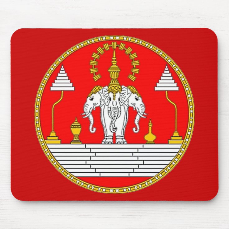 FLAG OF LAOS THREE HEAD ELEPHANT MOUSE PAD | Zazzle