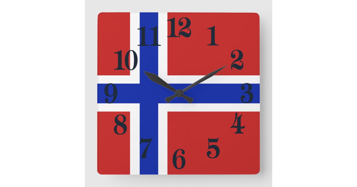 Flag of Norway Scandinavian Square Wall Clock | Zazzle
