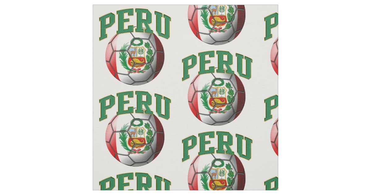 Flag of Peru Peruvian Soccer Ball Pattern Fabric | Zazzle