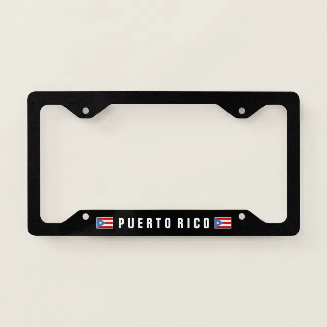 Flag of Puerto Rico Auto: Black License Plate Frame | Zazzle