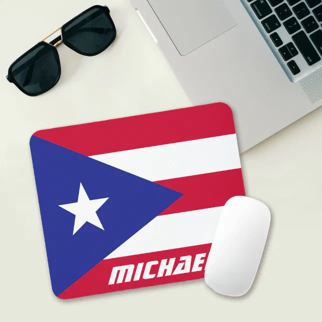 Flag of Puerto Rico with Monogram Mouse Pad | Zazzle
