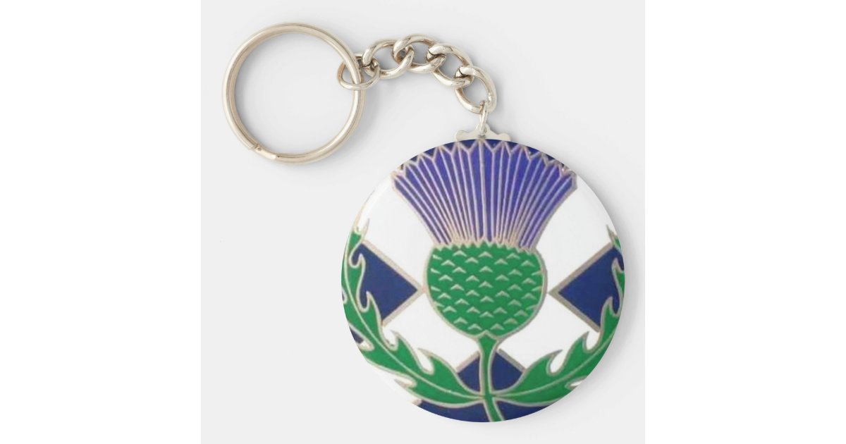 Flag of Scotland and Thistle Keychain | Zazzle.com