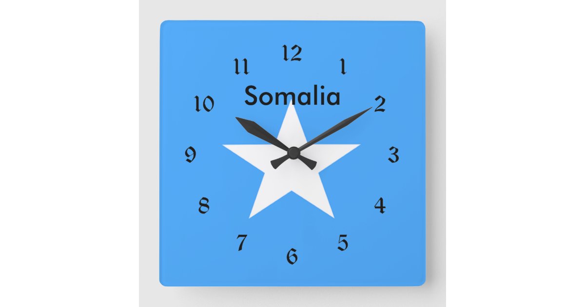 Flag of Somalia, labeled Square Wall Clock | Zazzle