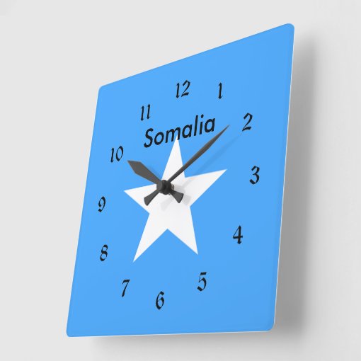 Flag of Somalia, labeled Square Wall Clock | Zazzle