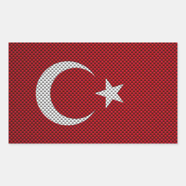 Flag of Turkey with Carbon Fiber Effect Rectangular Sticker | Zazzle