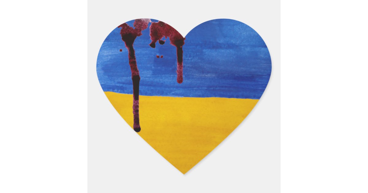 Flag of Ukraine bleeding Heart Stickers | Zazzle