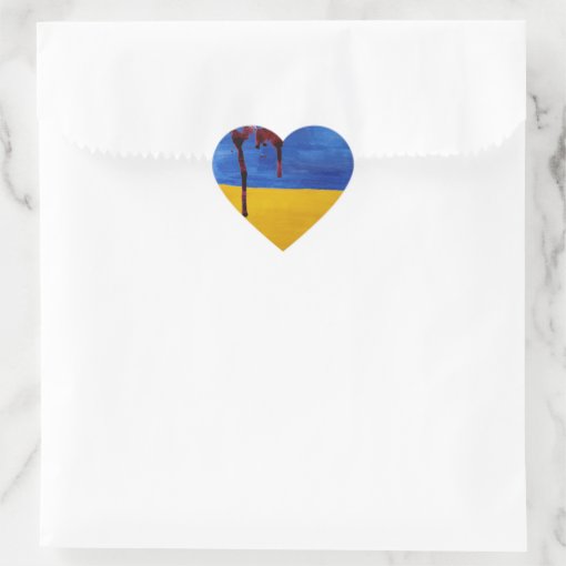 Flag of Ukraine bleeding Heart Stickers | Zazzle