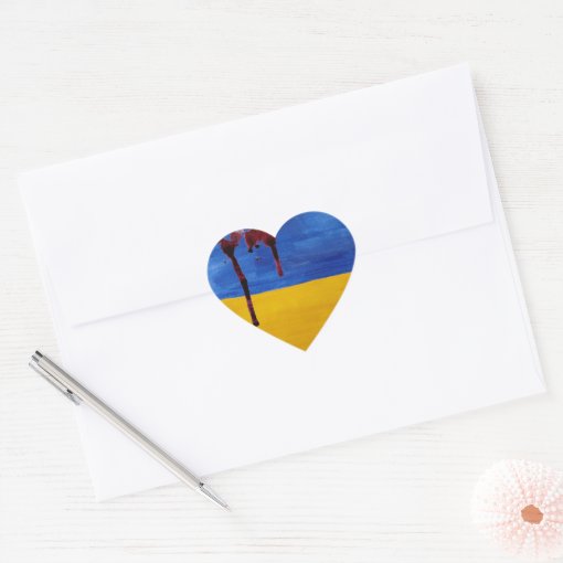 Flag of Ukraine bleeding Heart Stickers | Zazzle