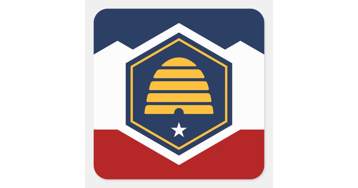 Flag of Utah (Beehive Flag) Square Sticker | Zazzle