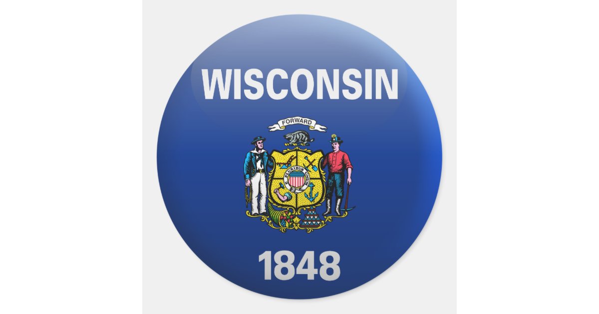 Flag of Wisconsin Classic Round Sticker | Zazzle