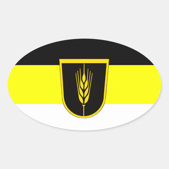 Flag of Wolgadeutsche (black/yellow/white version) Oval Sticker | Zazzle