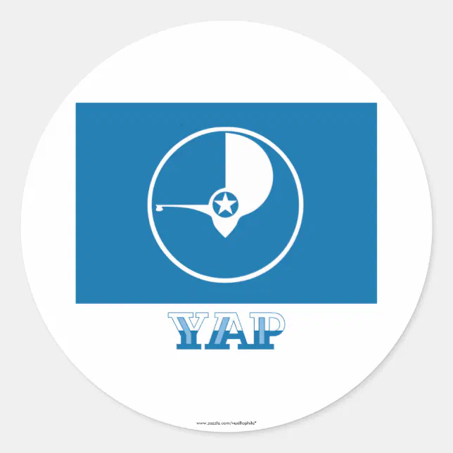 Flag of Yap, with name Classic Round Sticker | Zazzle
