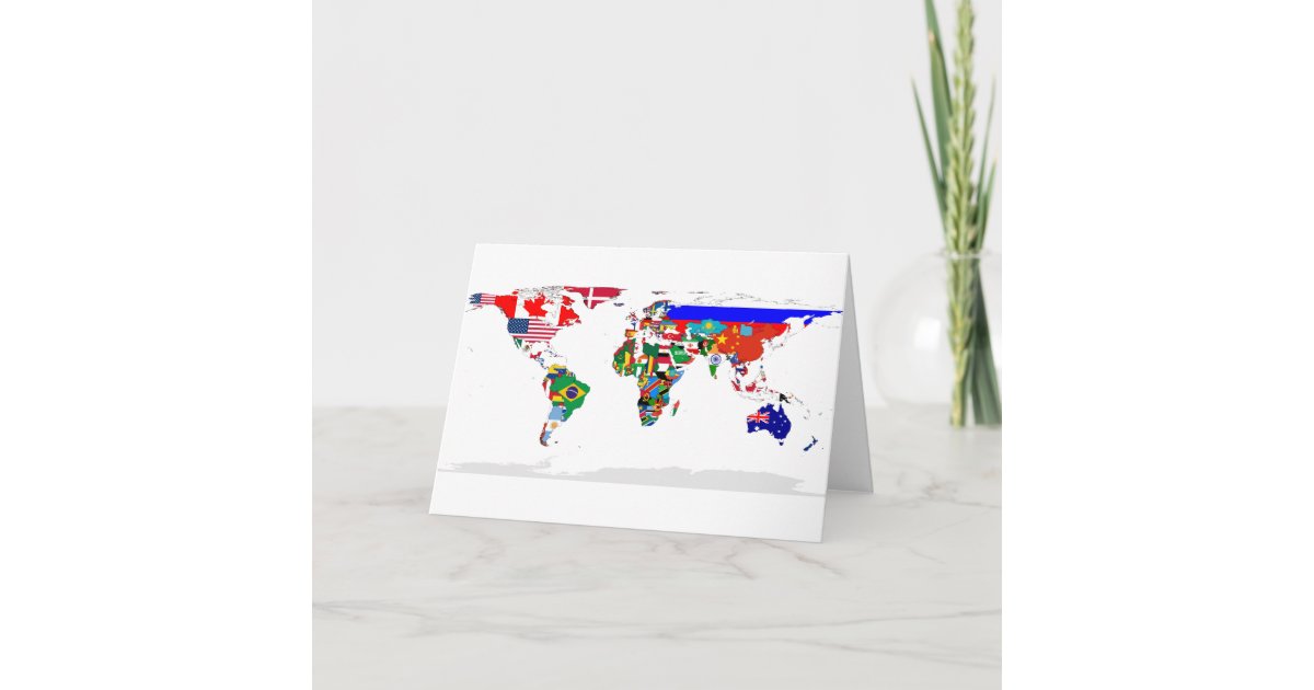 Flagged world greeting card | Zazzle