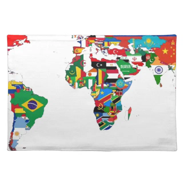 Flagged World - Map of Flags of the World Placemat | Zazzle