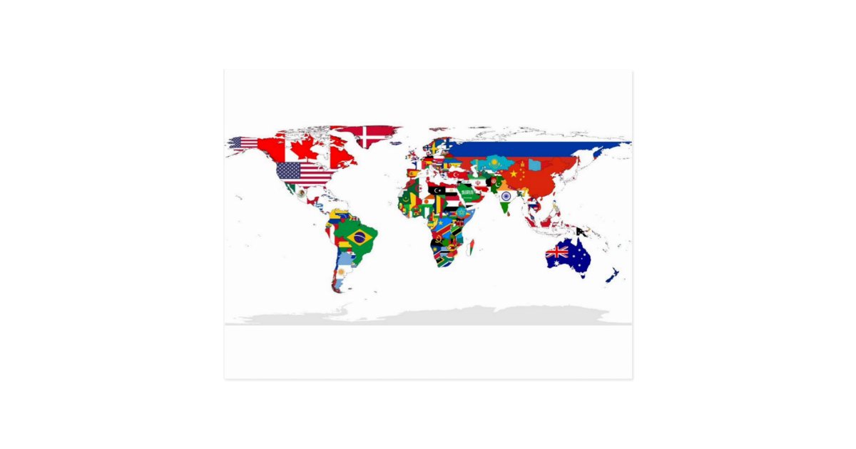 Flagged World - Map of Flags of the World Postcard | Zazzle.com