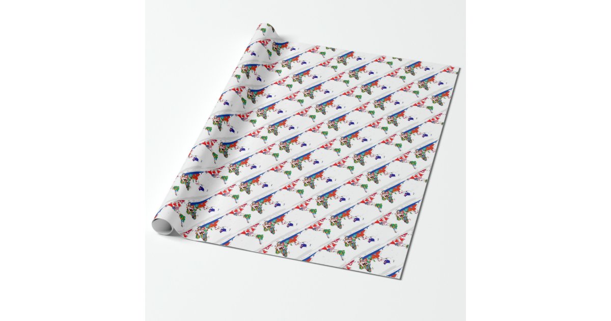 Flagged World - Map of Flags of the World Wrapping Paper | Zazzle