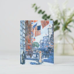 Flags Fifth Avenue by Childe Hassam, Vintage Art Postcard | Zazzle