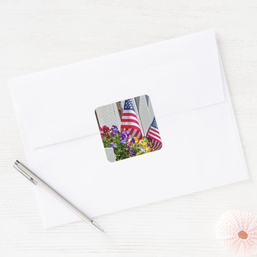 Flags + Flowers Square Sticker | Zazzle