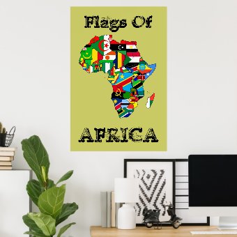 Flags of Africa 36" by 24" Vintage Africa flag Map Poster | Zazzle