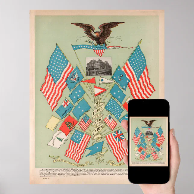 Flags of American History (1901) Historic USA Poster | Zazzle
