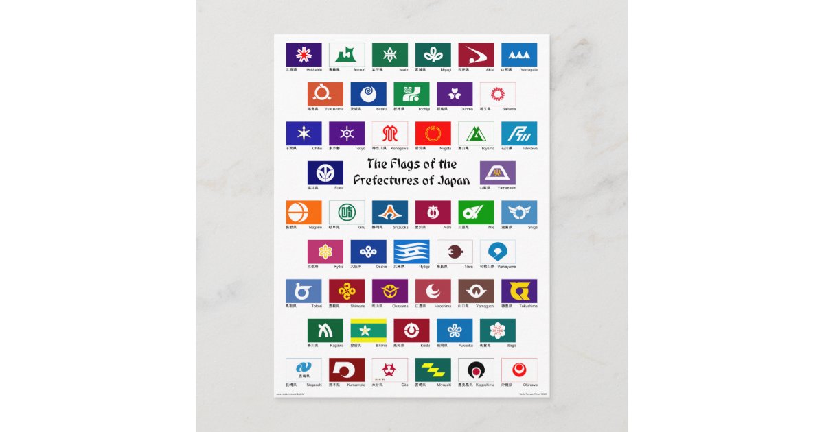 Flags of the Prefectures of Japan Postcard | Zazzle