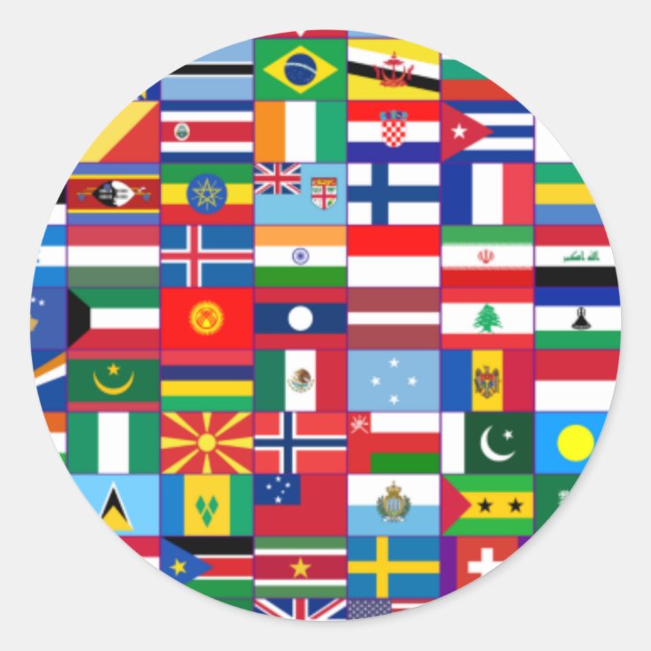 Flags of the World Classic Round Sticker | Zazzle