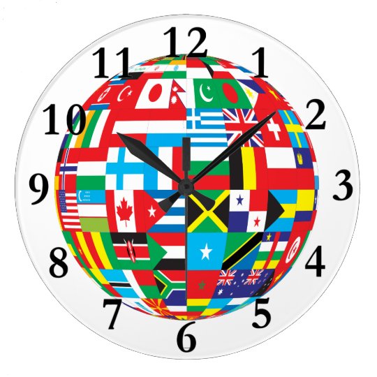FLAGS OF THE WORLD LARGE CLOCK | Zazzle.com
