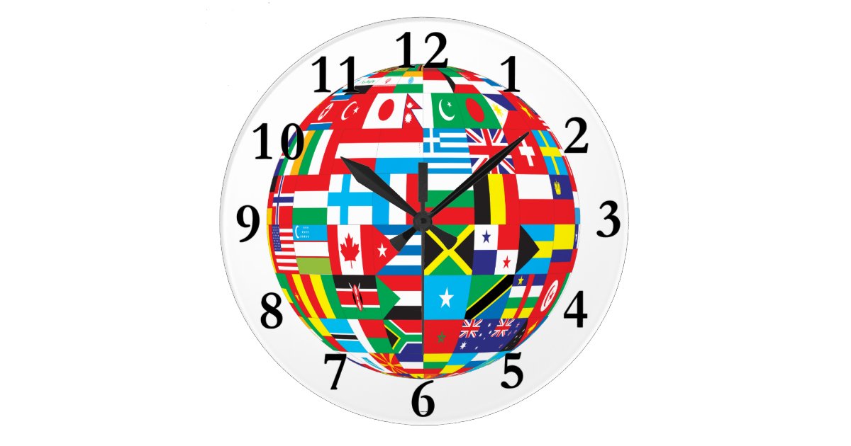 FLAGS OF THE WORLD LARGE CLOCK | Zazzle.com
