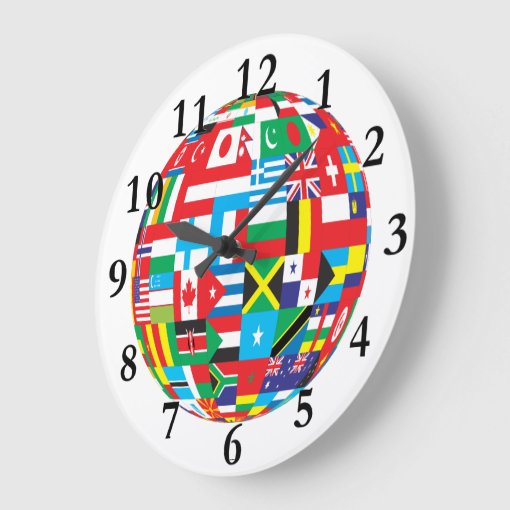 FLAGS OF THE WORLD LARGE CLOCK | Zazzle