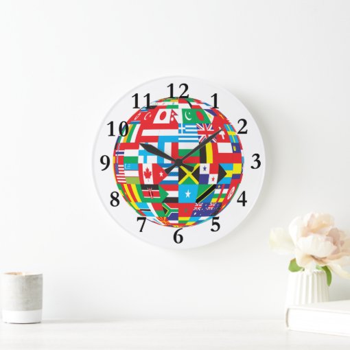 FLAGS OF THE WORLD LARGE CLOCK | Zazzle