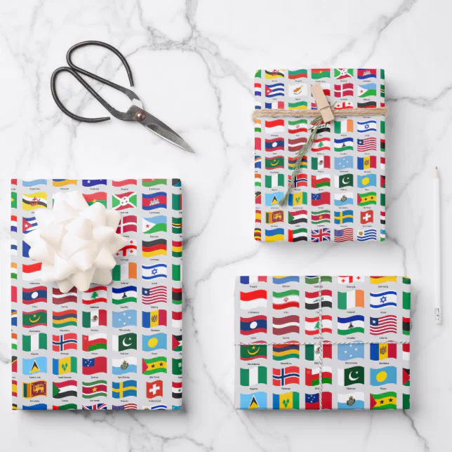 Flags of the World Travel Design Wrapping Paper Sheets | Zazzle