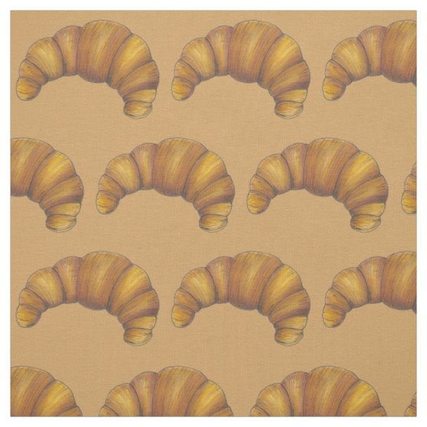 French Pastry Flaky Croissant Buttery Croissants Fabric | Zazzle