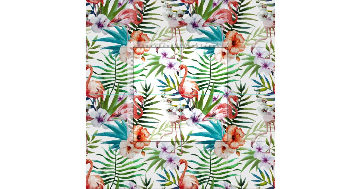 Flamboyant Flamingo Tropical nature garden pattern Fabric | Zazzle