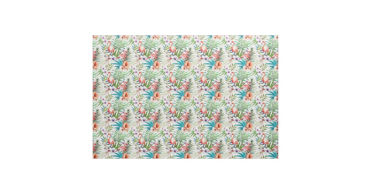 Flamboyant Flamingo Tropical nature garden pattern Fabric | Zazzle