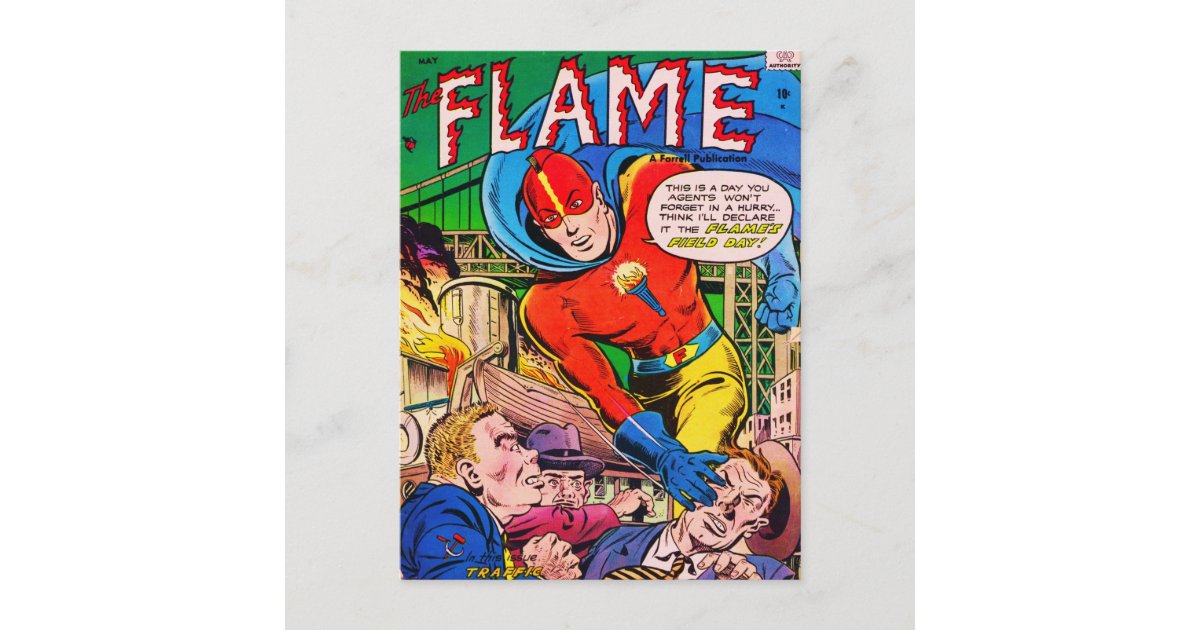Flame comics postcard | Zazzle