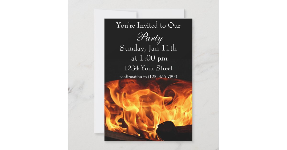 Flame fire invite | Zazzle