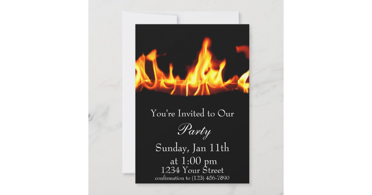 Flame On Fire Party Invite | Zazzle