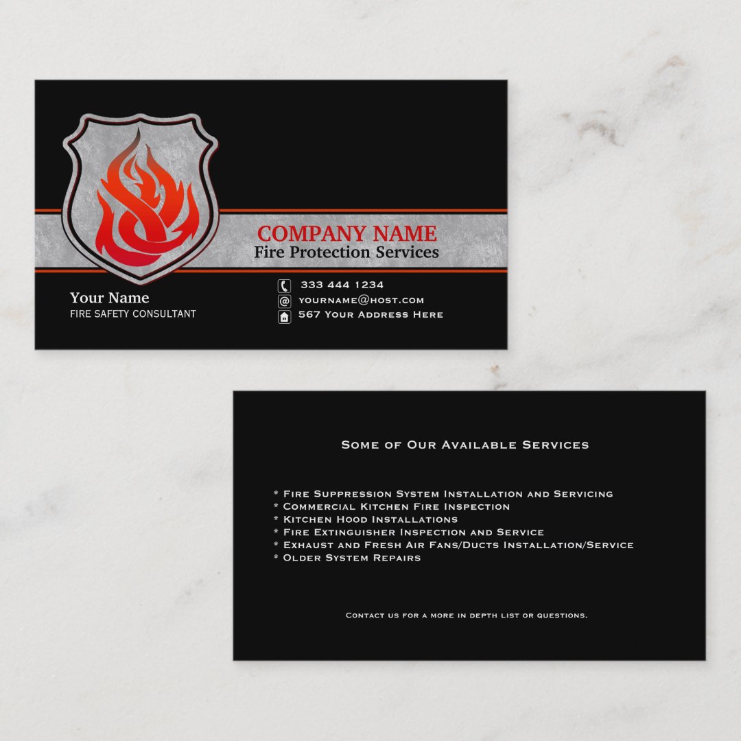 Flame Shield Fire Protection Business Card | Zazzle
