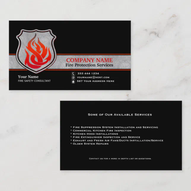 Flame Shield Fire Protection Business Card | Zazzle