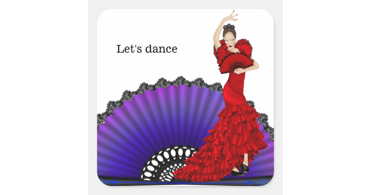 Flamenco dancer square sticker | Zazzle