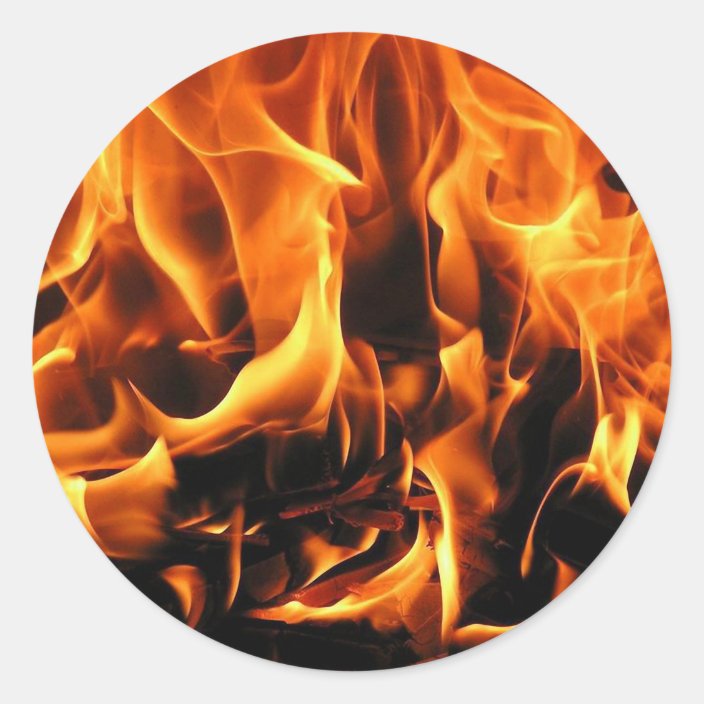 flames classic round sticker | Zazzle.com