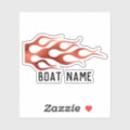 Flames Fire Boat name Captain Lake Sticker | Zazzle