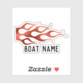 Flames Fire Boat name Captain Lake Sticker | Zazzle
