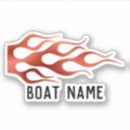 Flames Fire Boat name Captain Lake Sticker | Zazzle