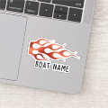 Flames Fire Boat name Captain Lake Sticker | Zazzle