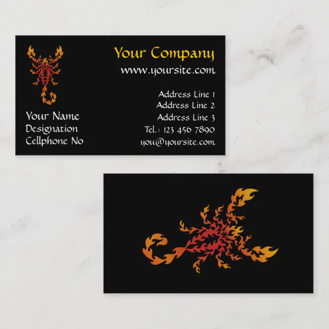 Flames Scorpion Business Card | Zazzle