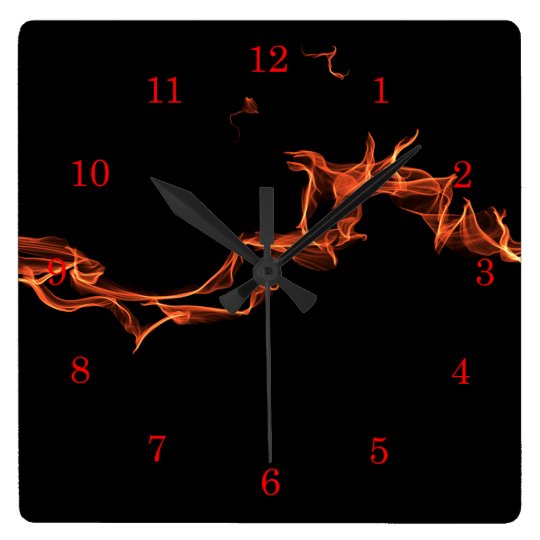 Flames Square Wall Clock | Zazzle.com