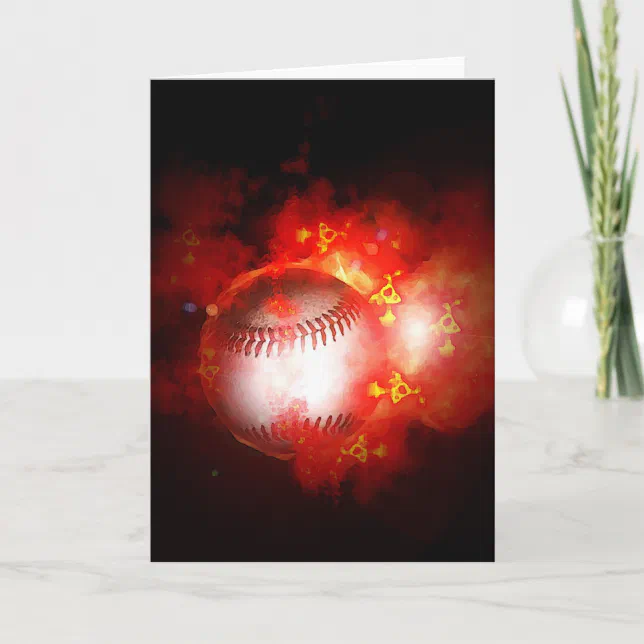 Flaming Baseball Card | Zazzle